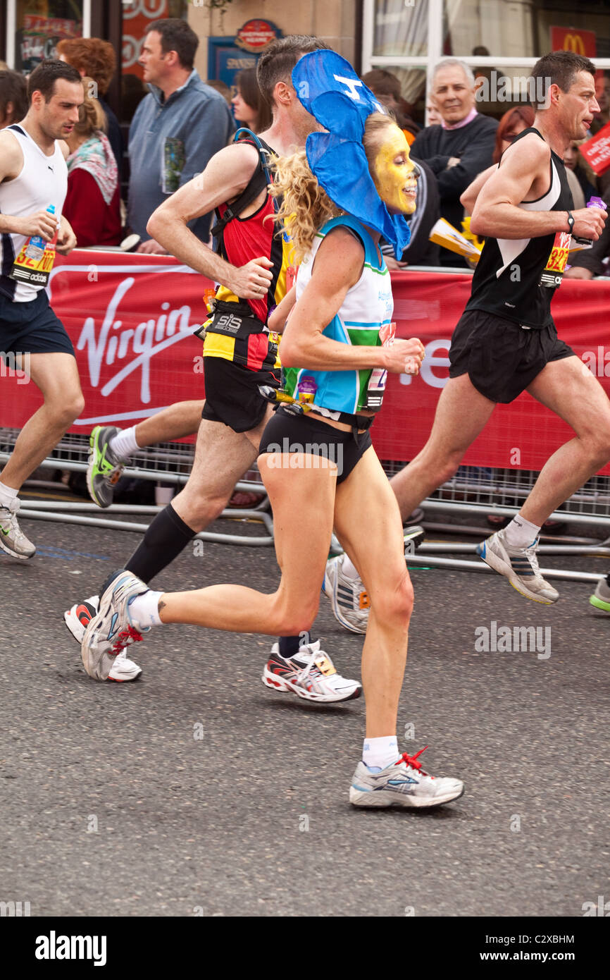 Fancy dress runner at the London marathon 2011,Church street, Greenwich ...