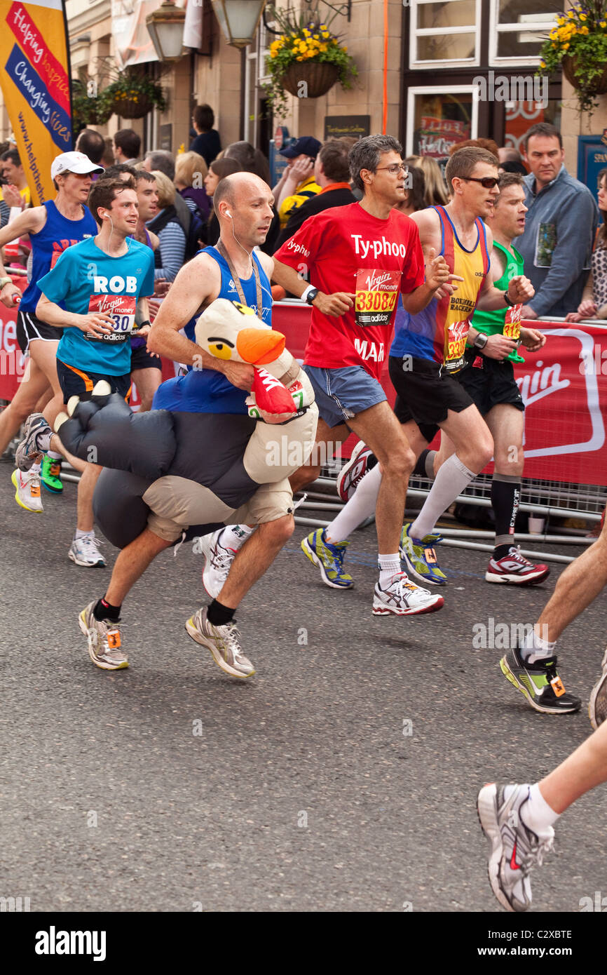 Fancy dress runner at the London marathon 2011,Church street, Greenwich ...