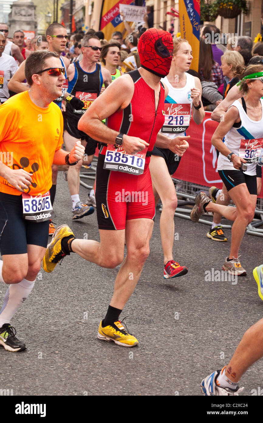 Fancy dress runner at the London marathon 2011,Church street, Greenwich ...