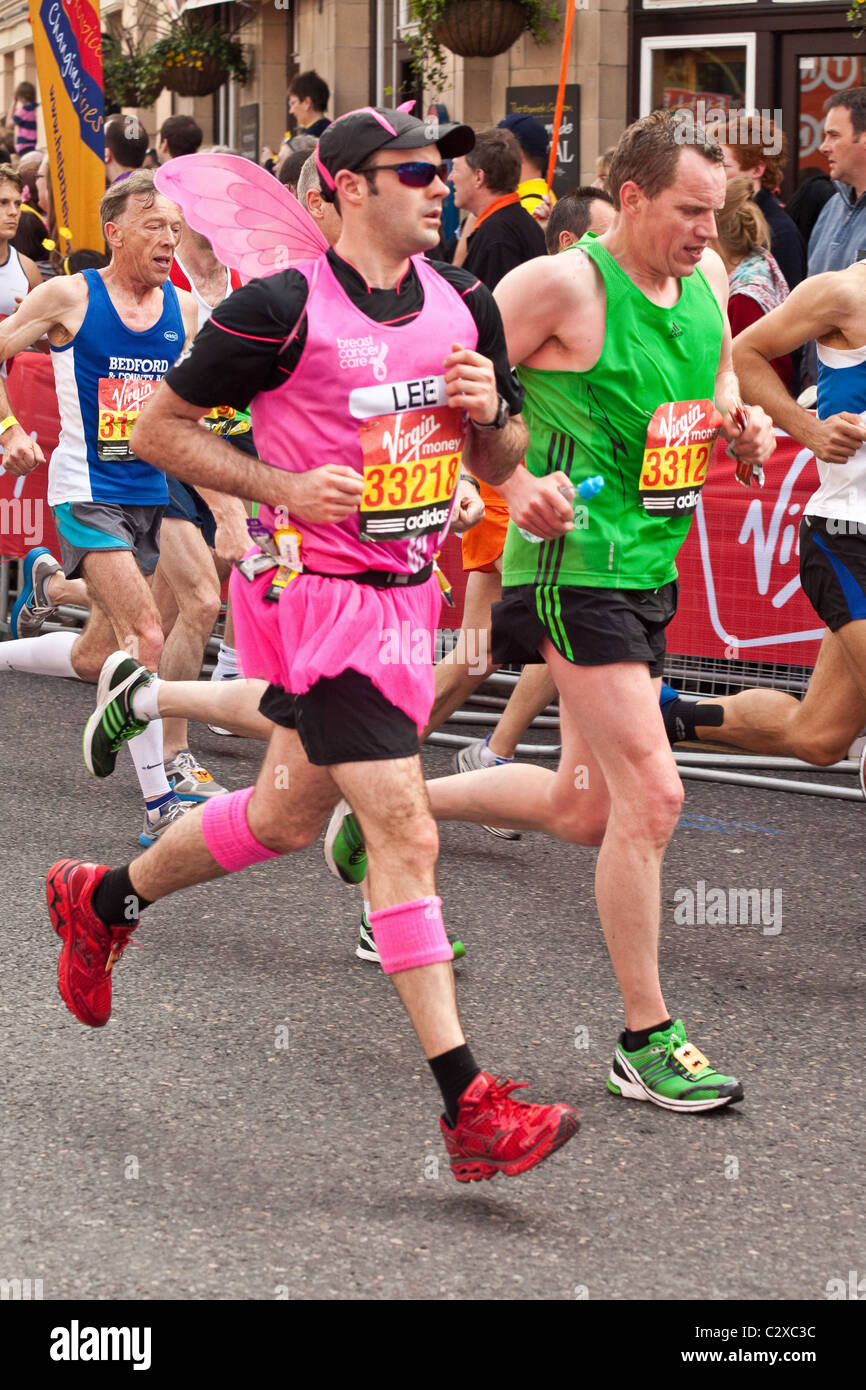 Fancy dress runner at the London marathon 2011,Church street, Greenwich ...