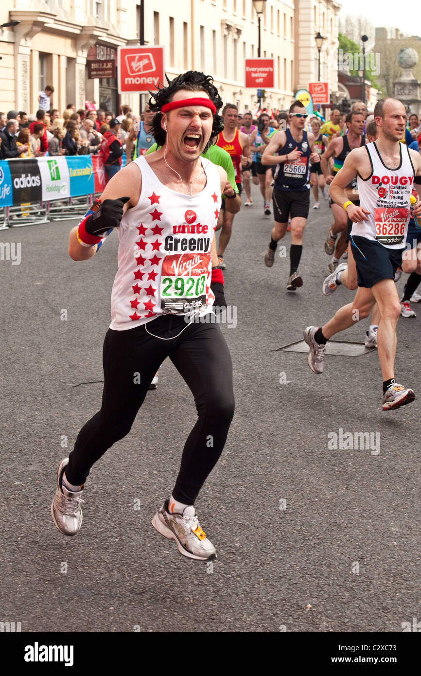 Fancy dress runner at the London marathon 2011,Church street, Greenwich ...
