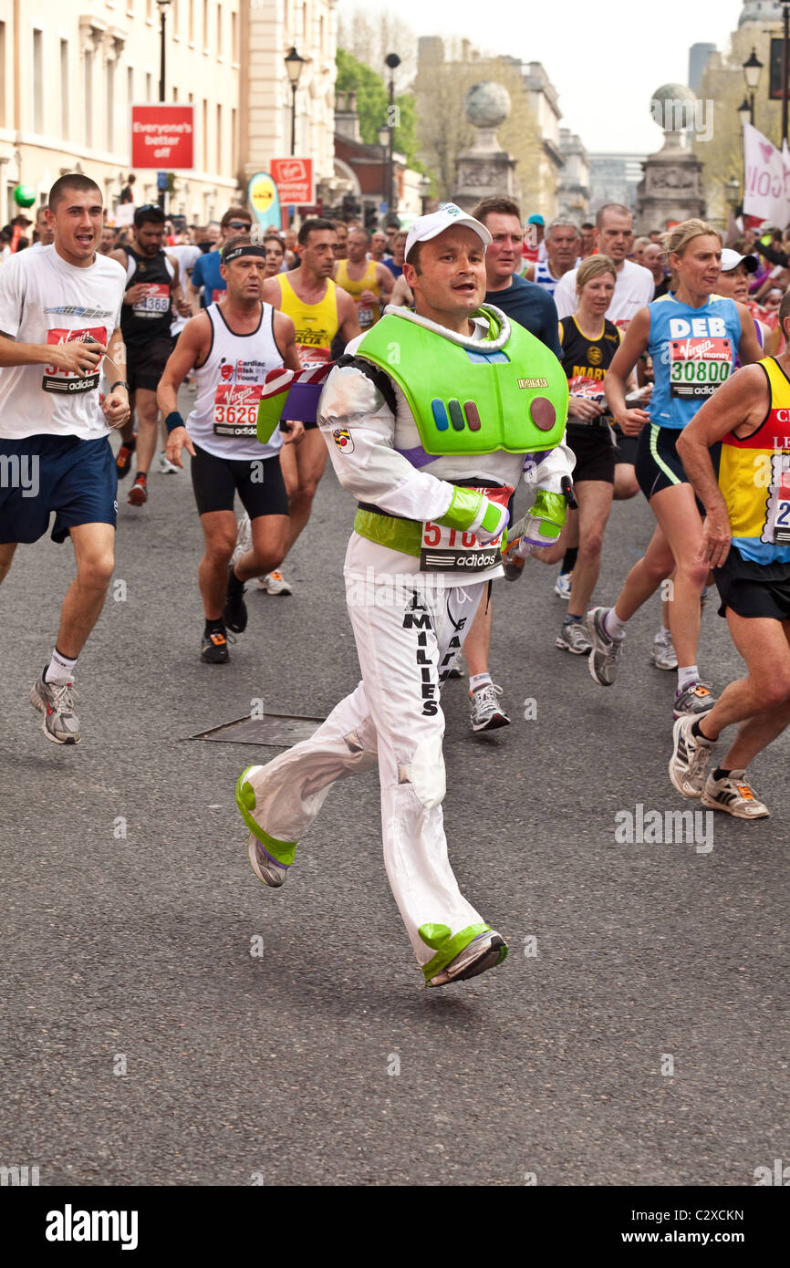 Fancy dress runner at the London marathon 2011,Church street, Greenwich ...