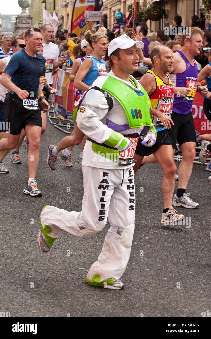 Fancy dress runner at the London marathon 2011,Church street, Greenwich ...