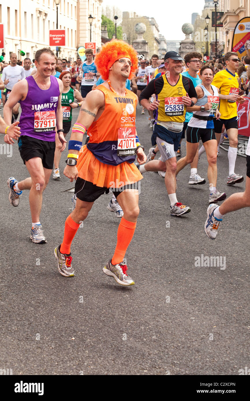 Fancy dress runner at the London marathon 2011,Church street, Greenwich ...