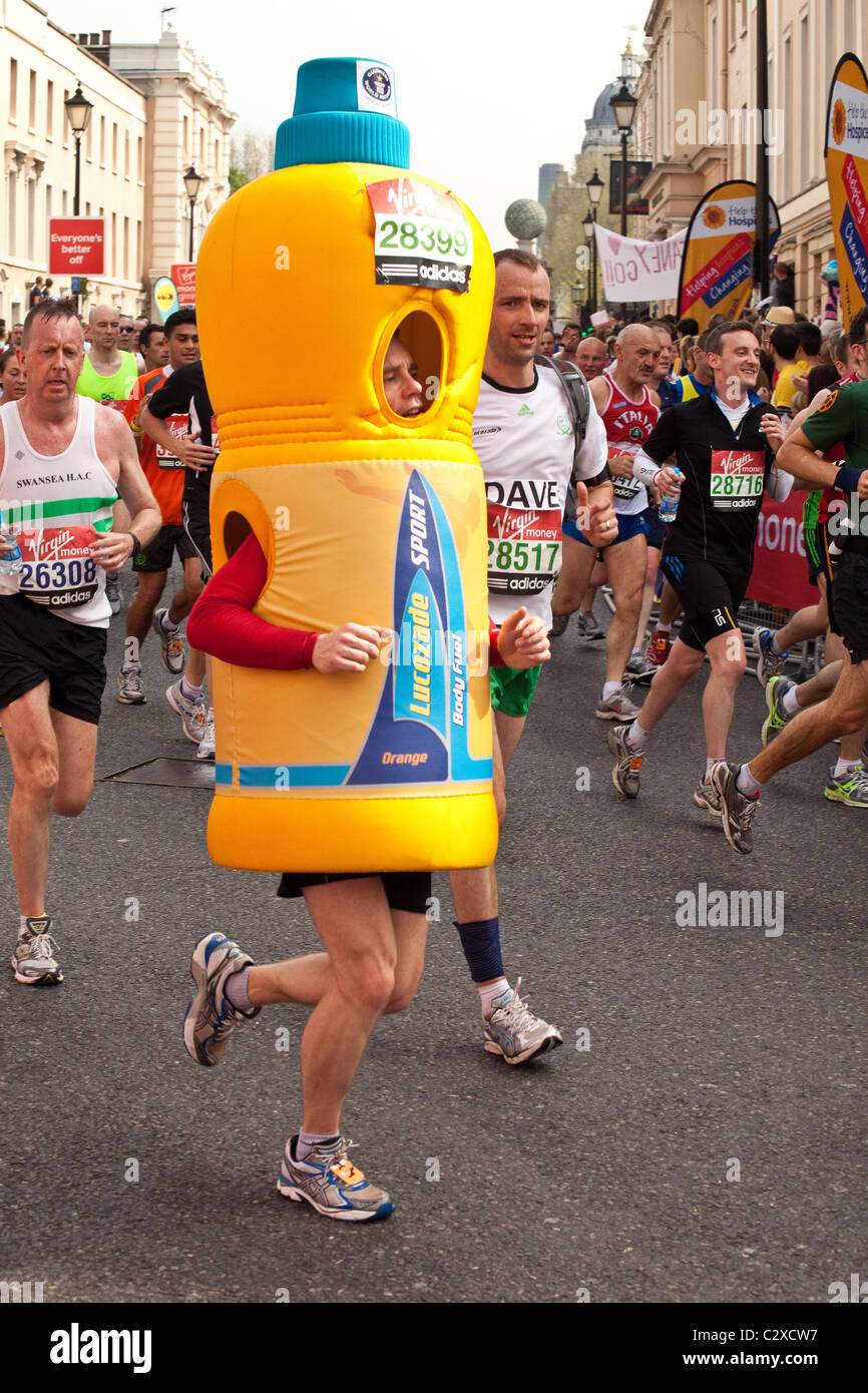 Fancy dress runner at the London marathon 2011,Church street, Greenwich ...
