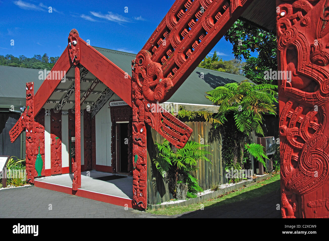 Maori meeting house, Rotowhio Marae, Te Puia, New Zealand Maori Arts ...