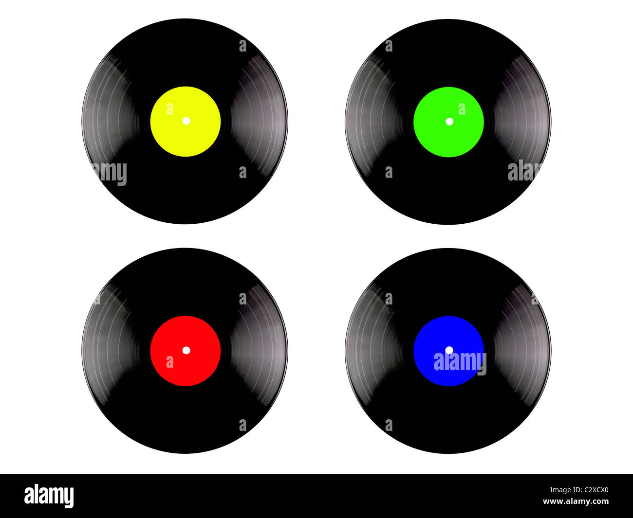 Vinyl records isolated against a white background Stock Photo - Alamy