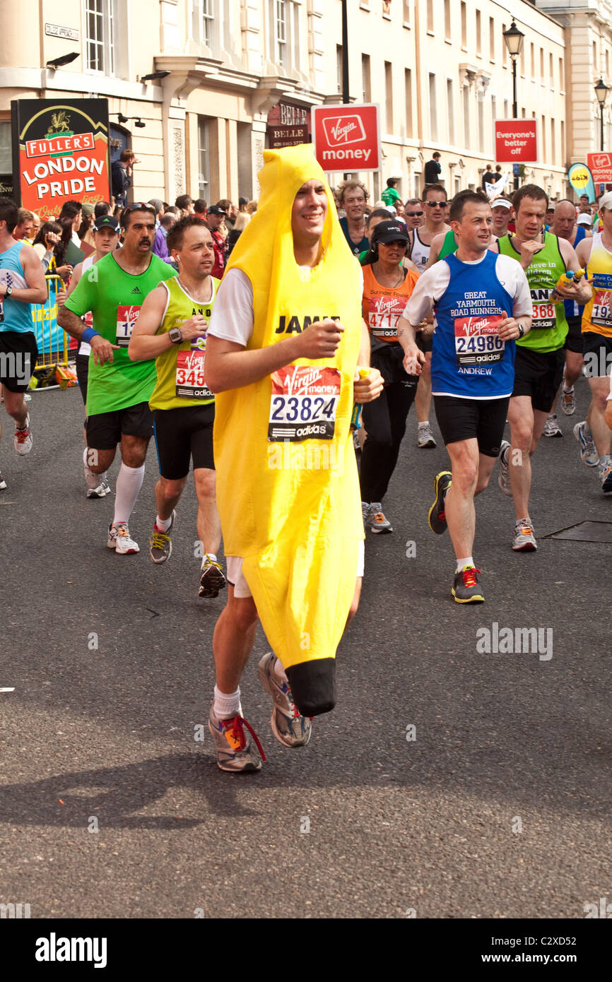 Fancy dress runner at the London marathon 2011,Church street, Greenwich ...