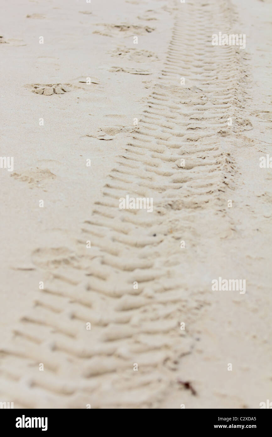 Wheel Mark on the Sand Stock Photo - Alamy