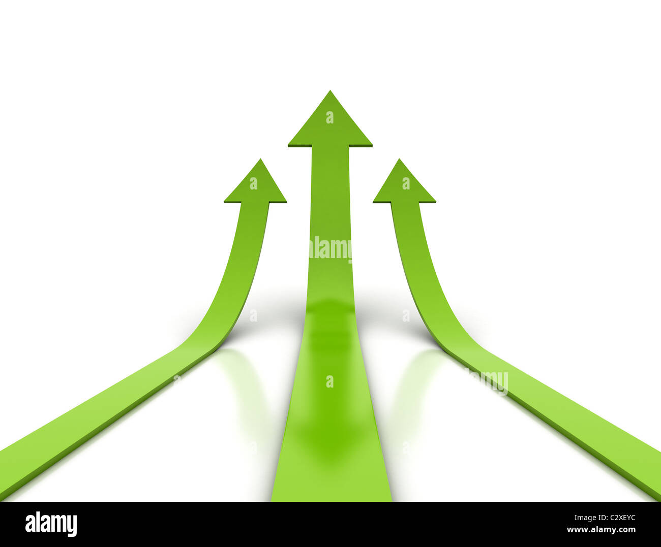 Three green arrows on white background Stock Photo - Alamy