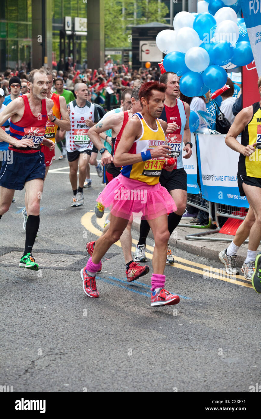 Fancy dress runners on the London Marathon 2011 at Canary Wharf ...
