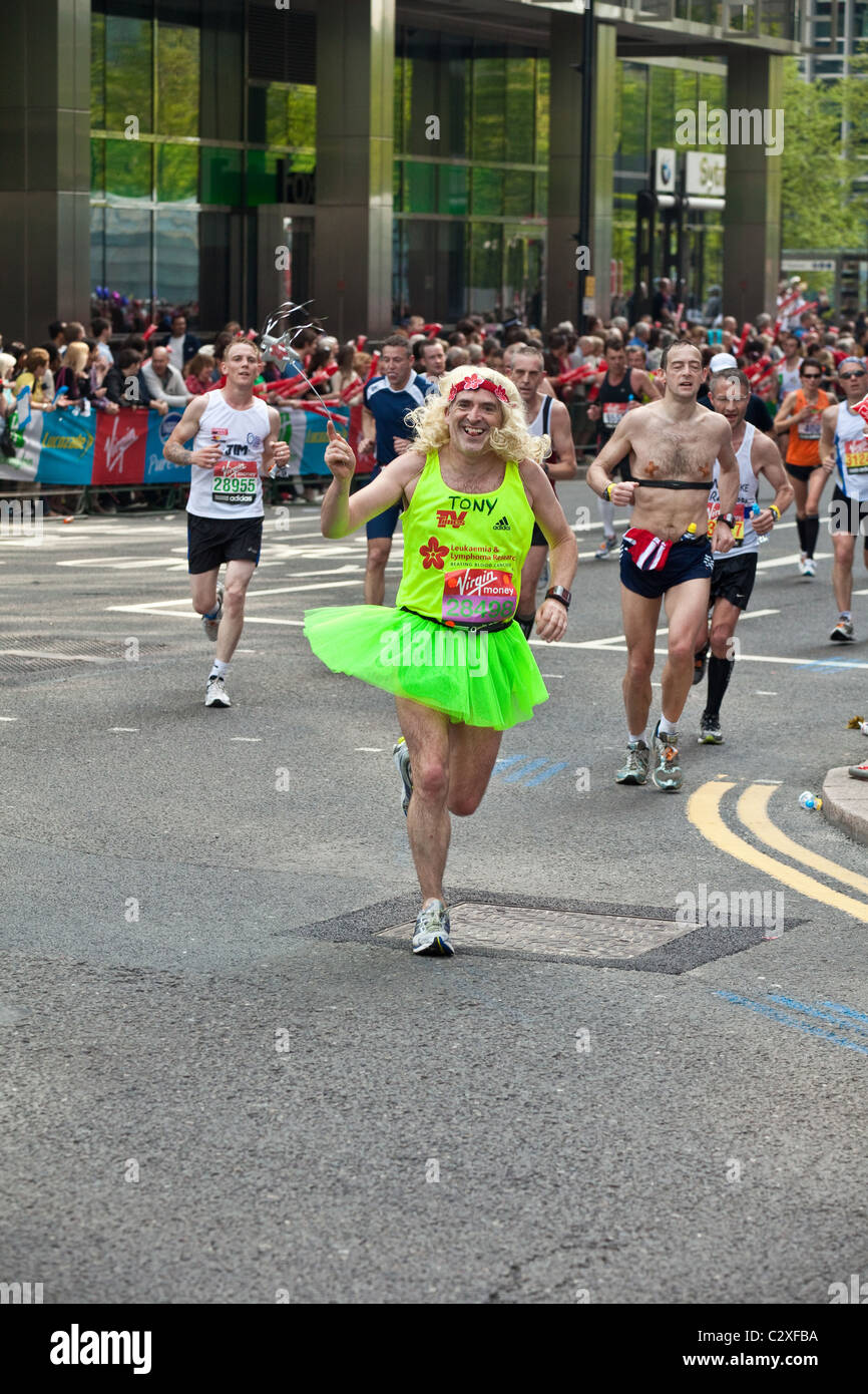Fancy dress runners on the London Marathon 2011 at Canary Wharf ...