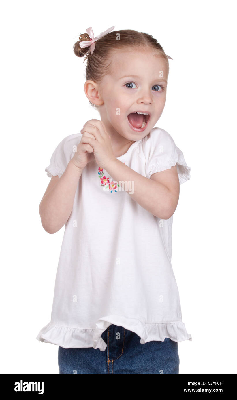 A nice photograph of a cute young girl who is very excited Stock Photo ...