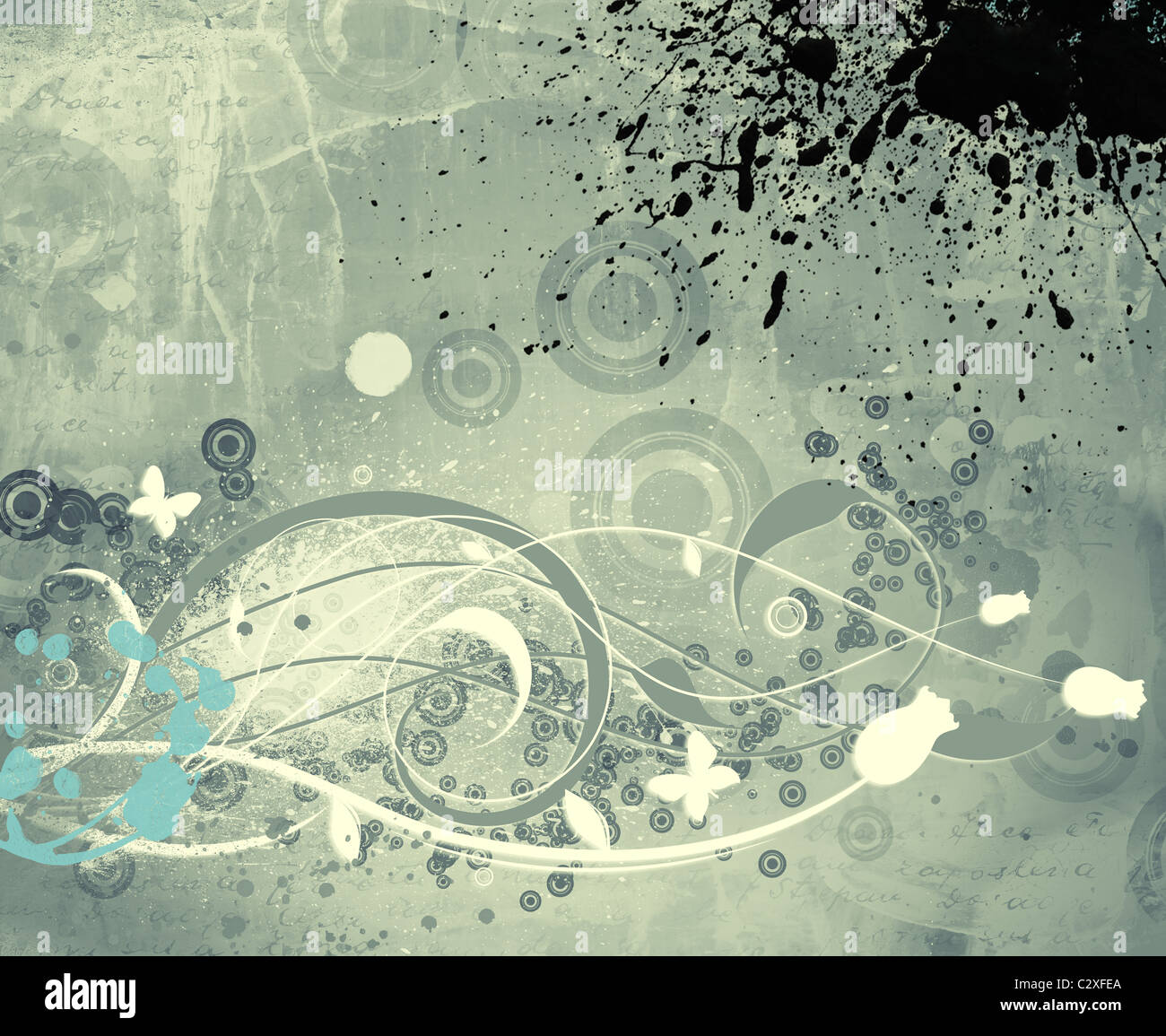 Grunge textured floral background - collage with space for your text ...