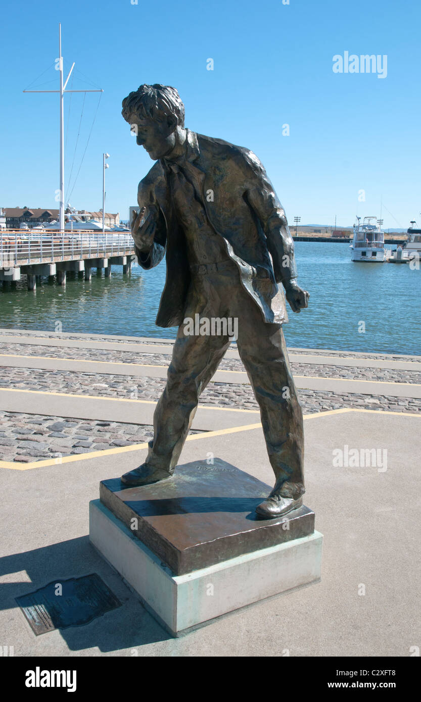California, Oakland, Jack London Square, statue of Jack London ...