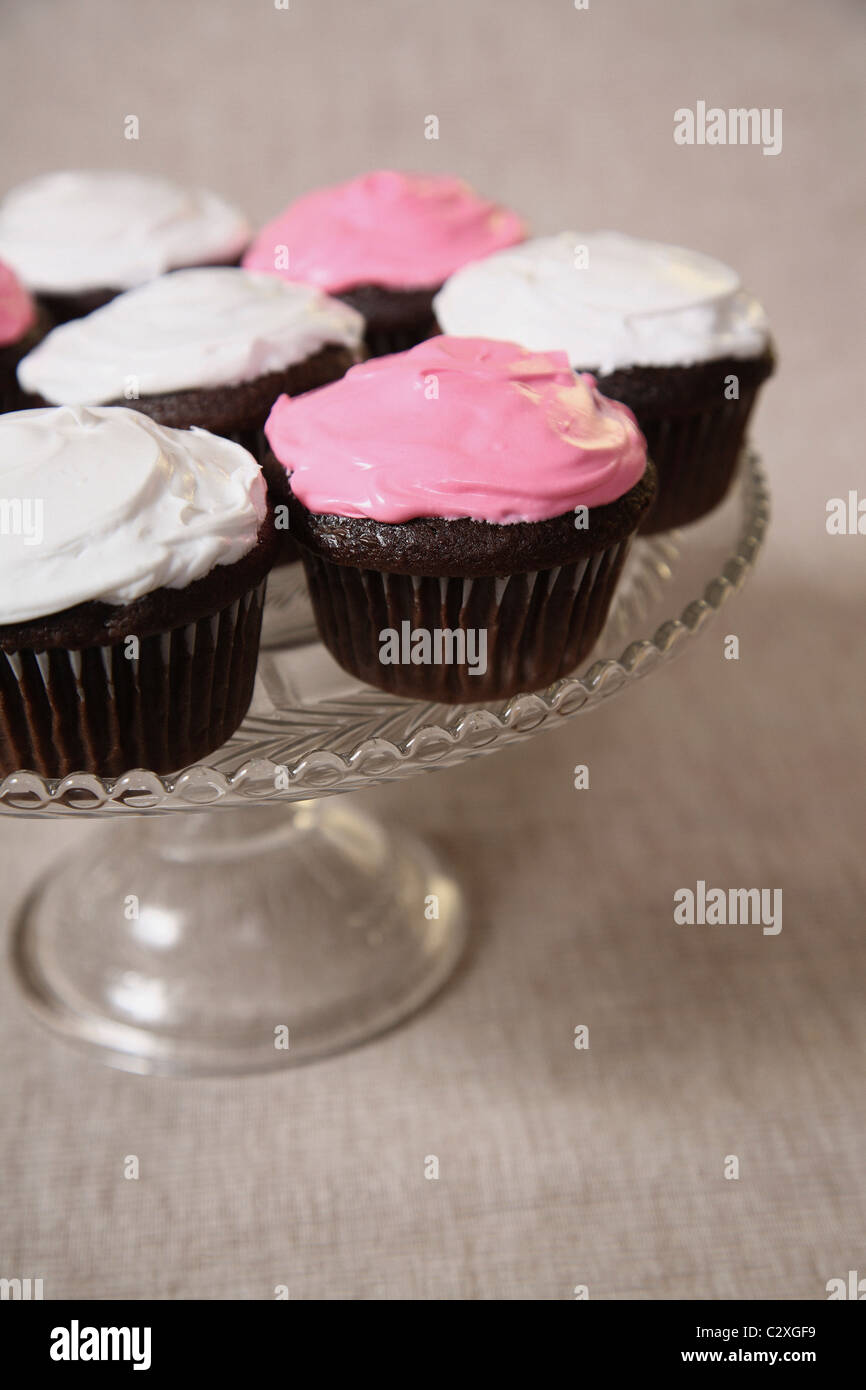 Cupcakes On Serving Plate Stock Photo - Alamy