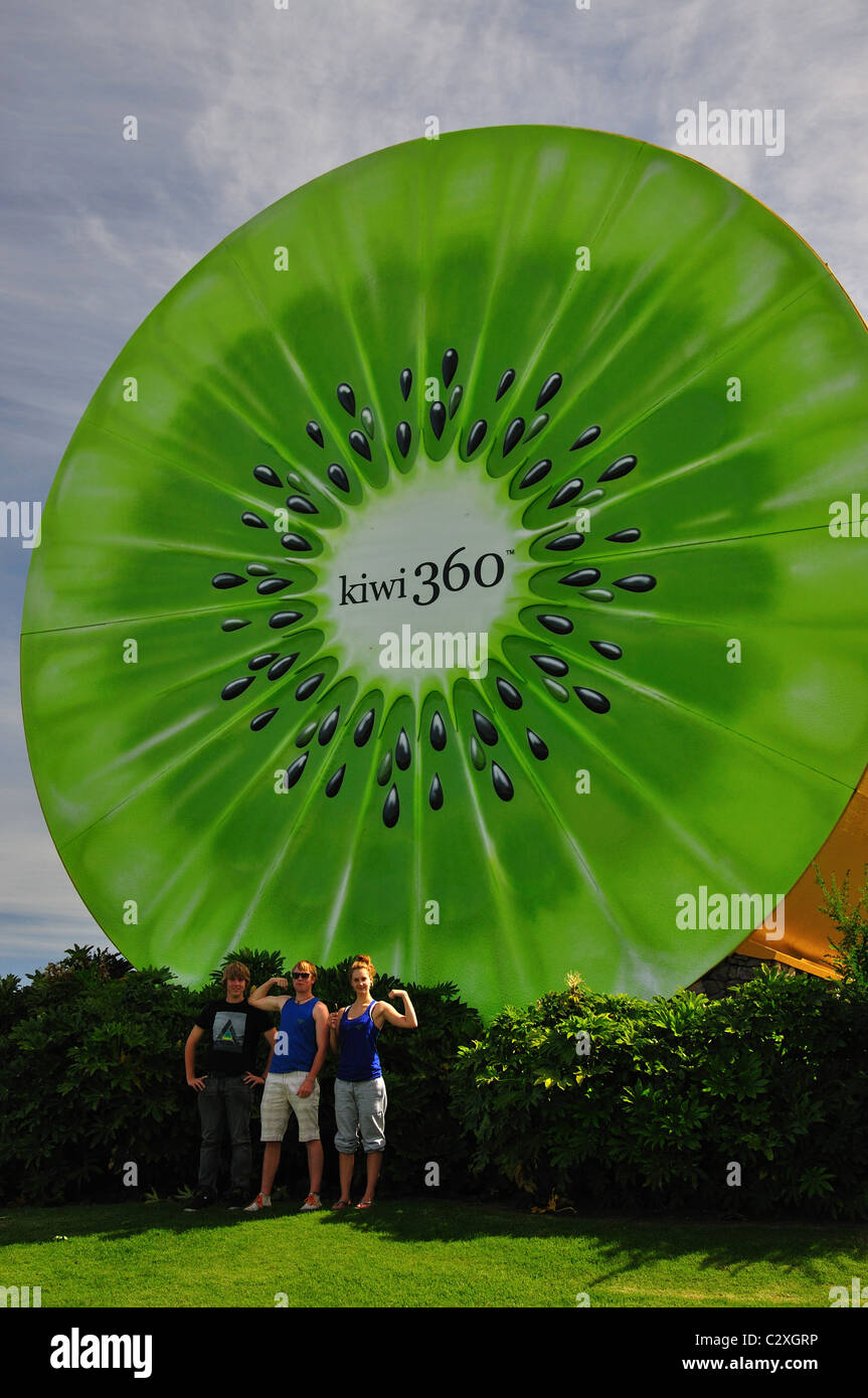 The Kiwi360 giant kiwifruit sign, Te Puke, Bay of Plenty Region, North ...