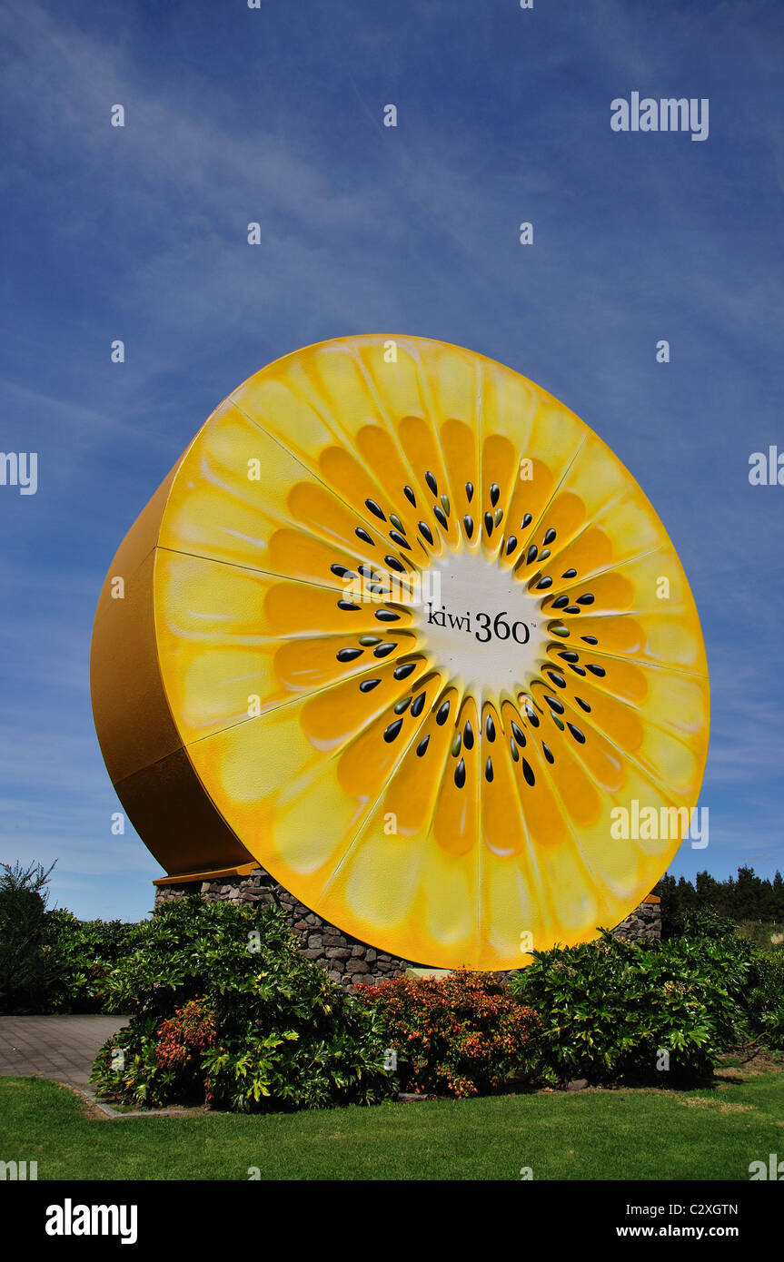 The Kiwi360 giant kiwifruit sign, Te Puke, Bay of Plenty Region, North ...