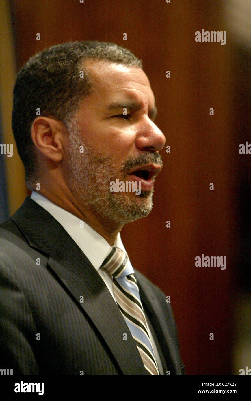 David Paterson addresses a luncheon at the National Press Club ...