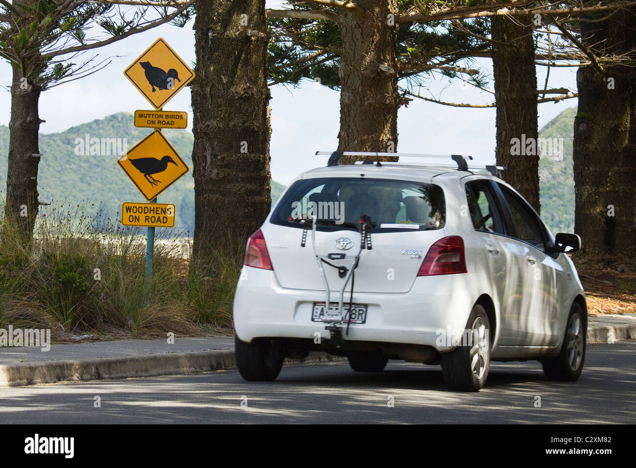 One of the few cars here, with warning signs for the endangered Lord ...