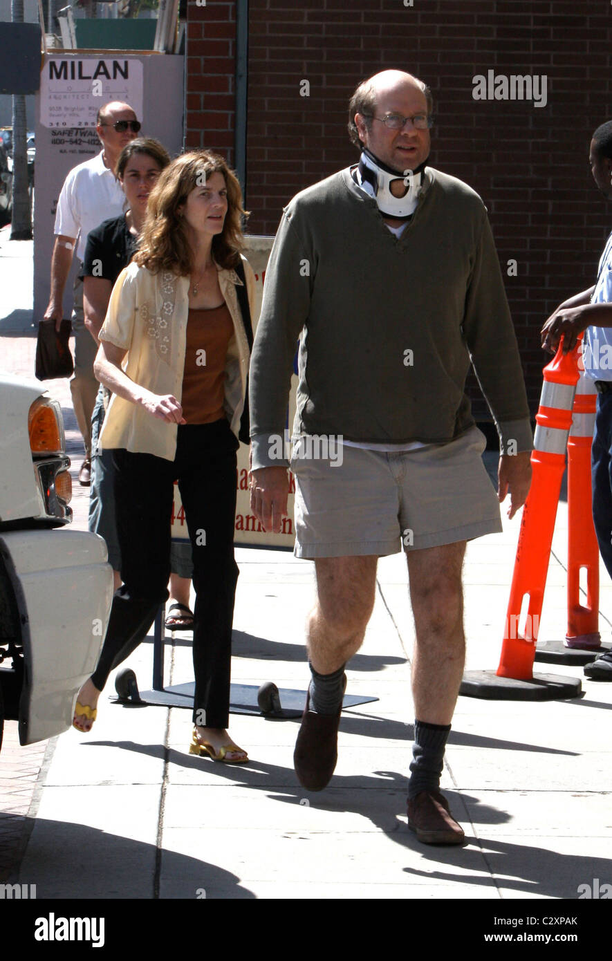Actor Stephen Tobolowsky wearing a neck brace as he leaves a medical ...