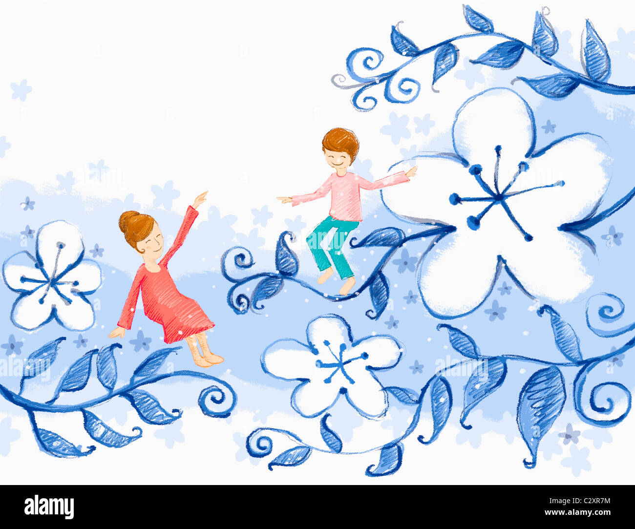 intimate couples in spring mood backdrop Stock Photo - Alamy