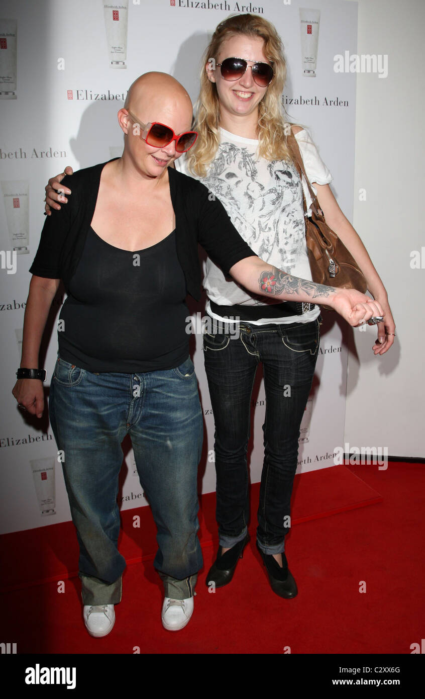 Gail Porter, showing her new tattoo, and guest Elizabeth Arden 'Eight ...