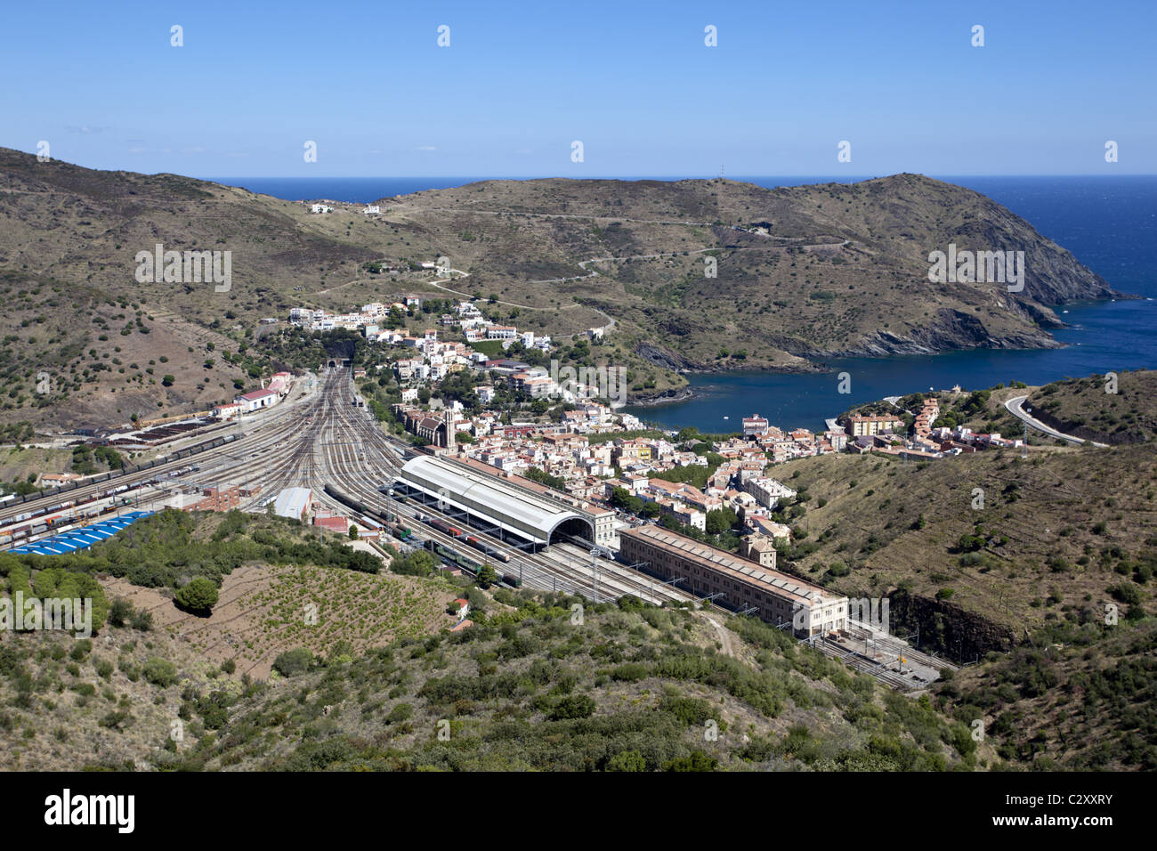 Portbou. aerial image. overview Stock Photo - Alamy