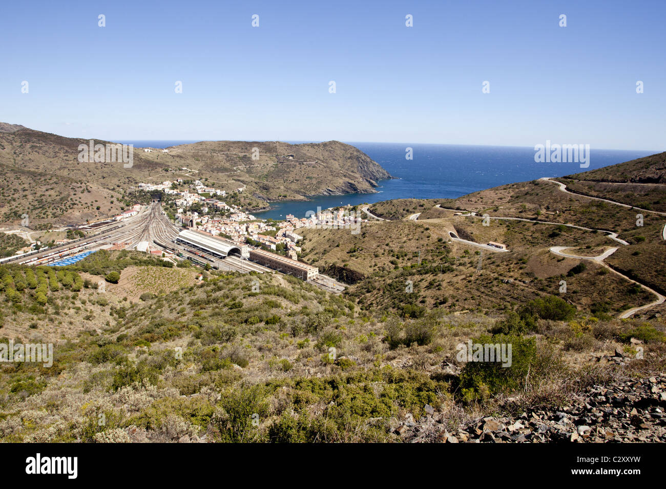 Portbou. aerial image. overview Stock Photo - Alamy