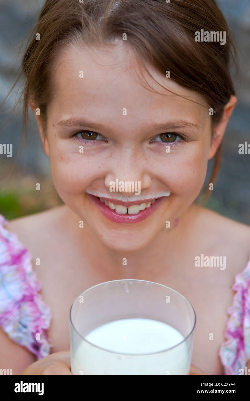 girl is drinking milk Stock Photo - Alamy