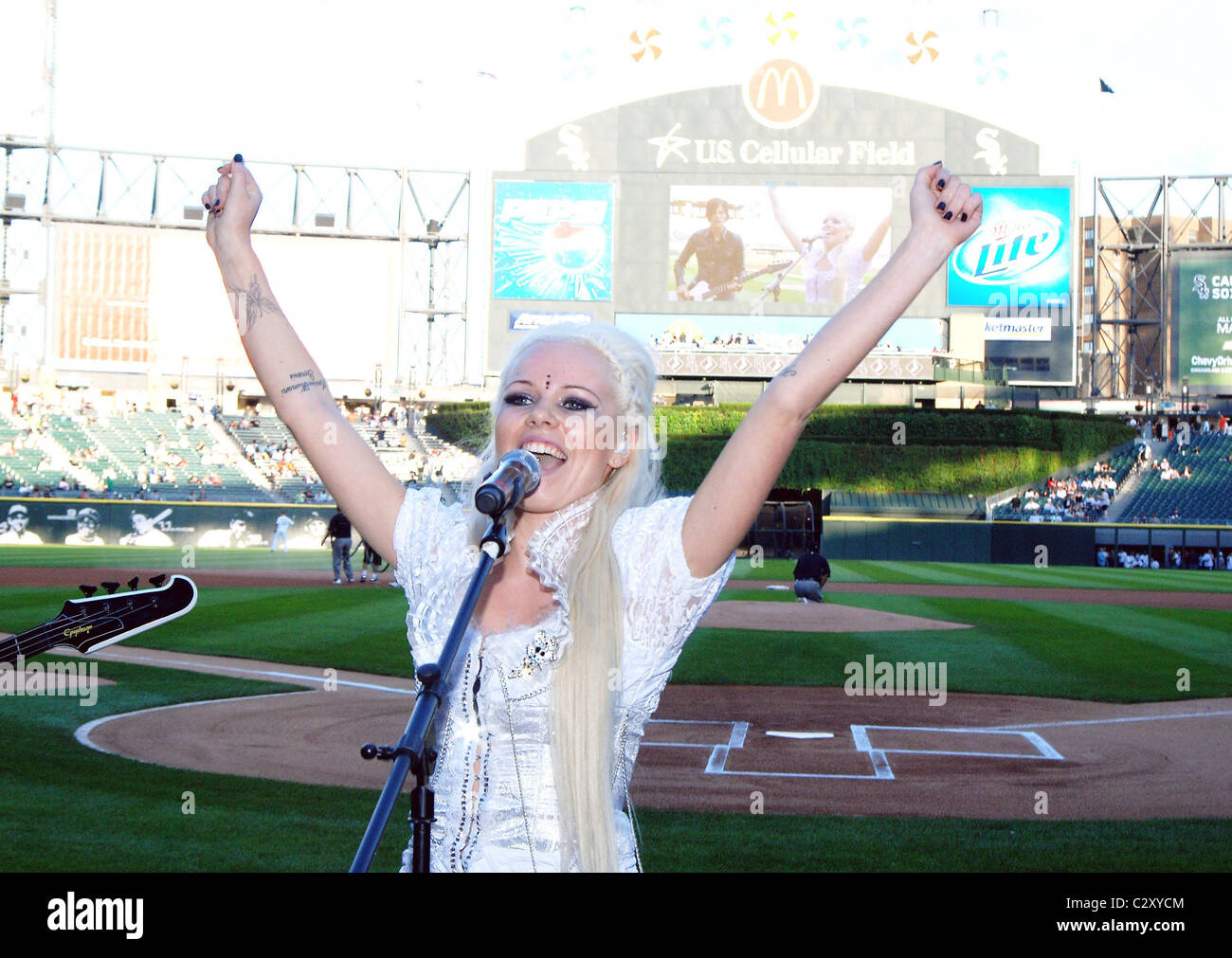 Kerli Estonian pop singer performs at the U.S. Cellular Field before ...