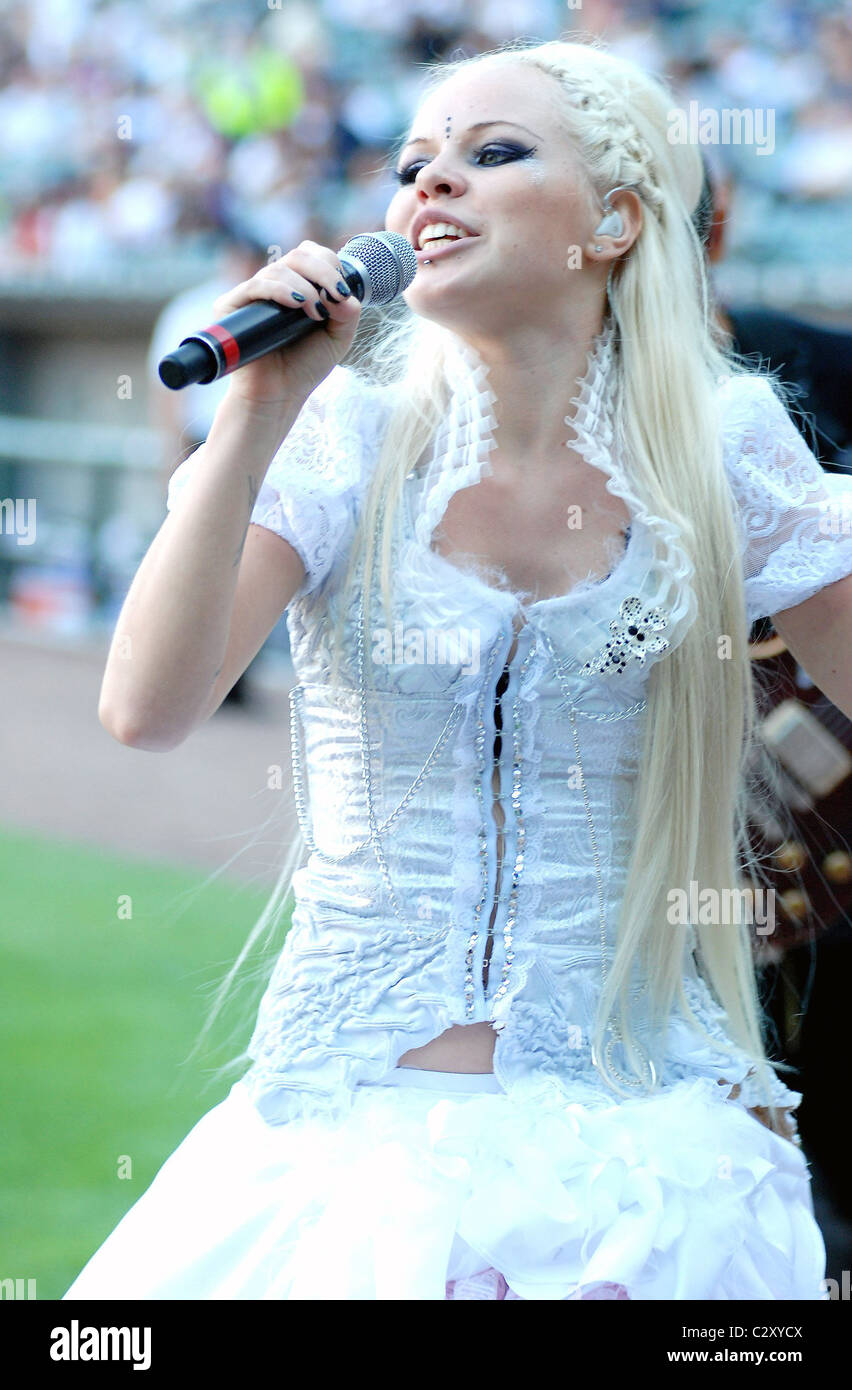 Kerli Estonian pop singer performs at the U.S. Cellular Field before ...