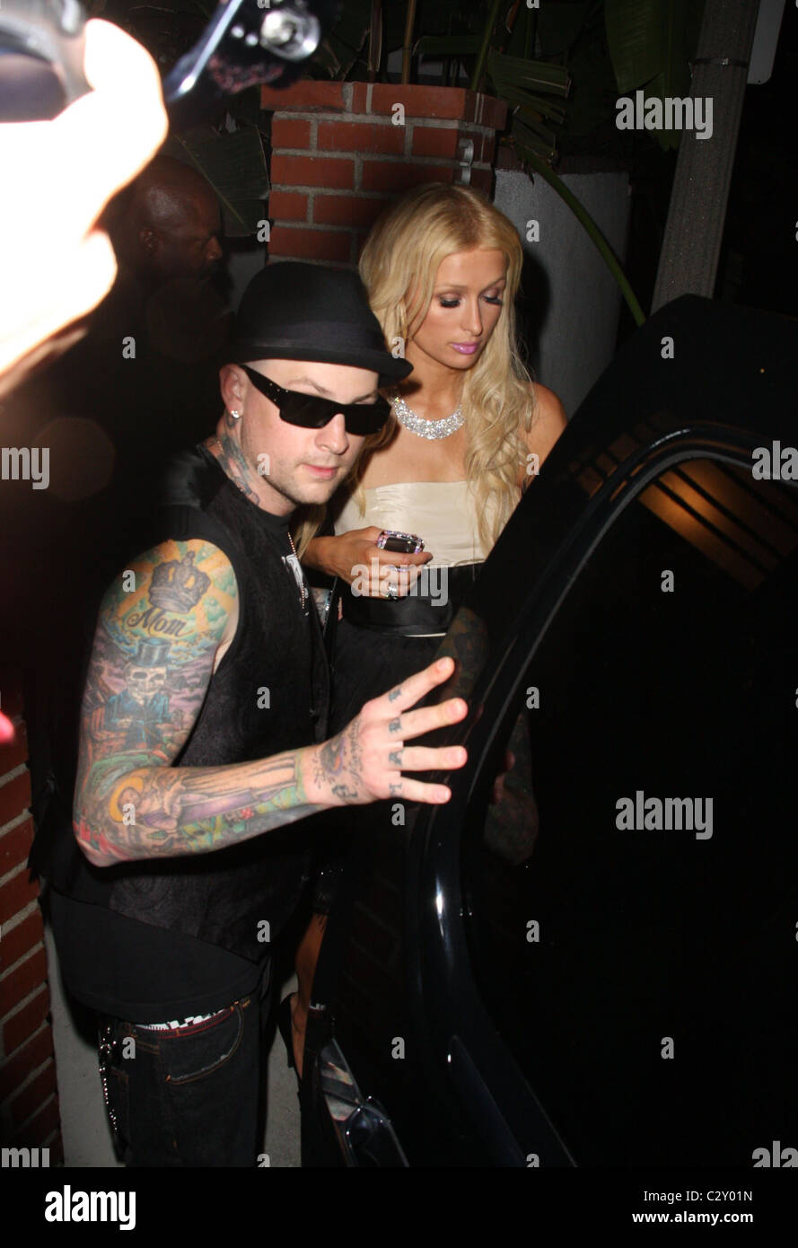 Paris Hilton and Benji Madden leaving Chateau Marmont after an MTV ...