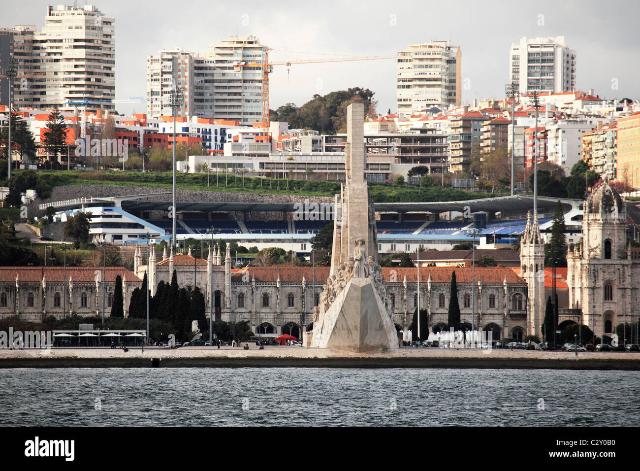 Flats overlook the Monument of the Discoveries and Estadio de Restelo ...