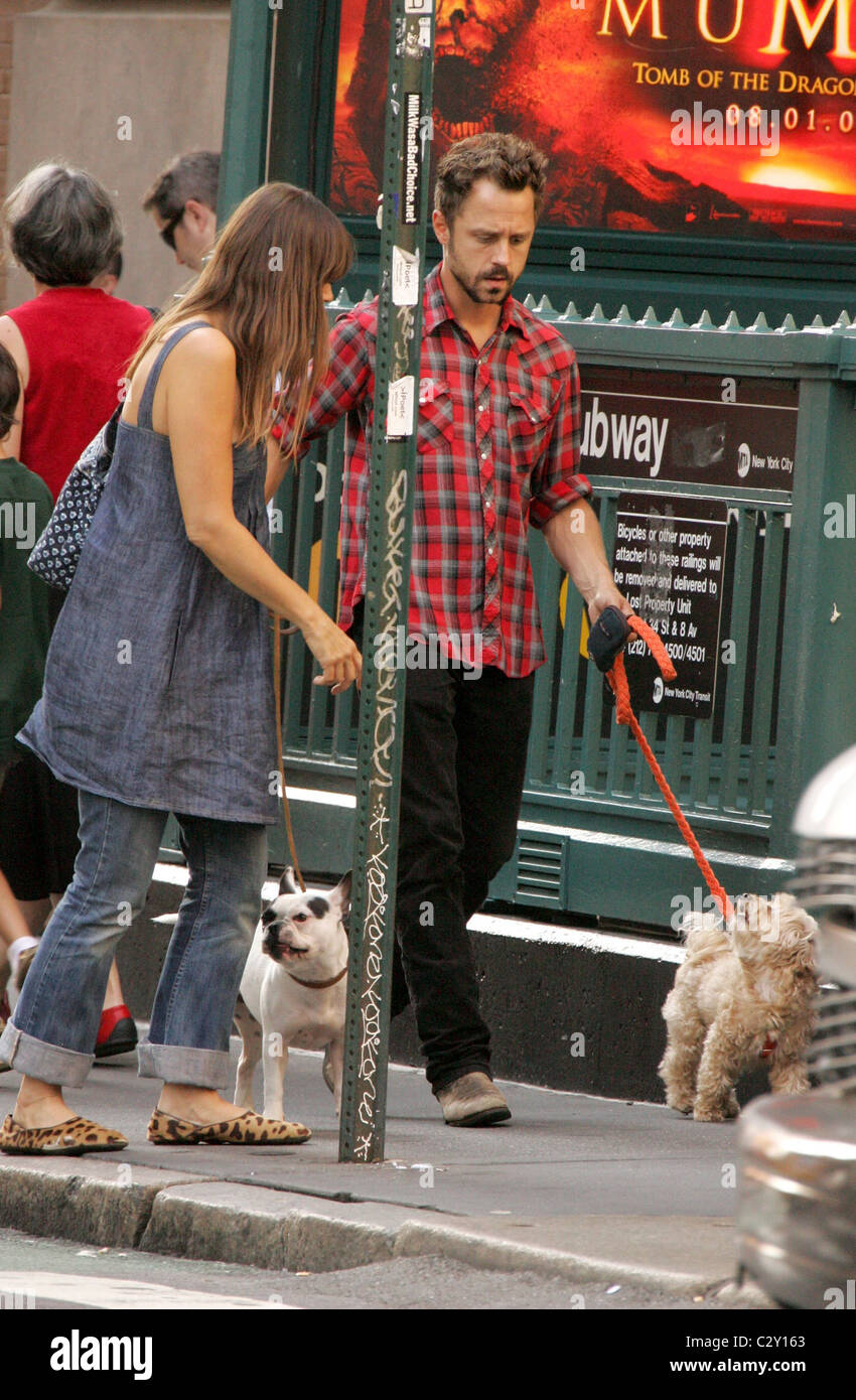 Giovanni Ribisi and girlfriend walk dogs around SoHo New York City, USA ...