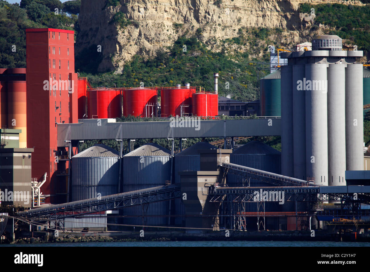 An industrial plant on the south side of the River Tagus (Rio Tejo) at ...