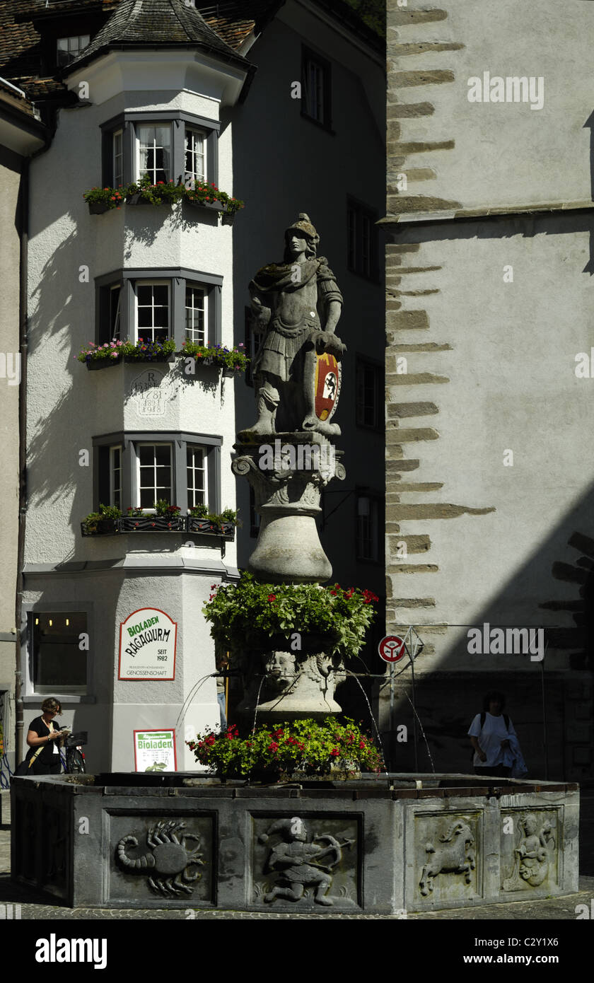Statue in square, Chur Stock Photo - Alamy