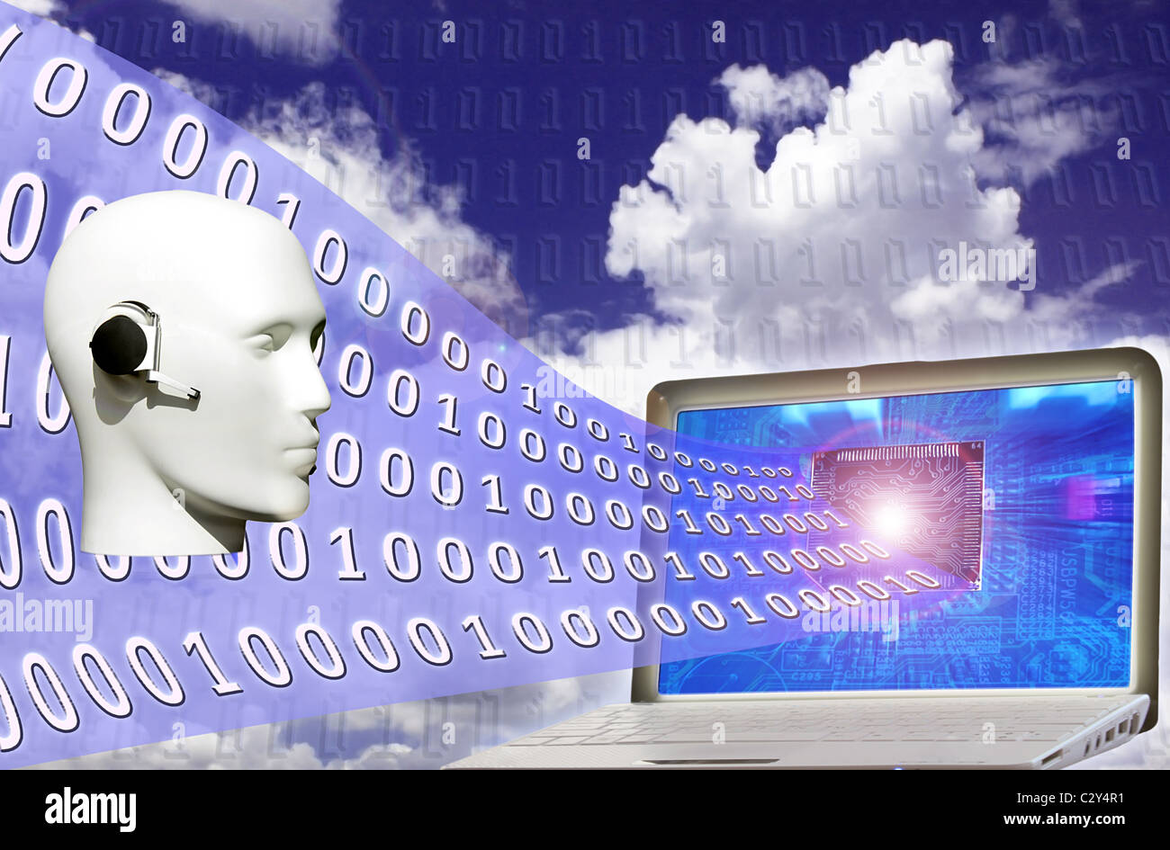 binary code flowing from laptop Stock Photo - Alamy