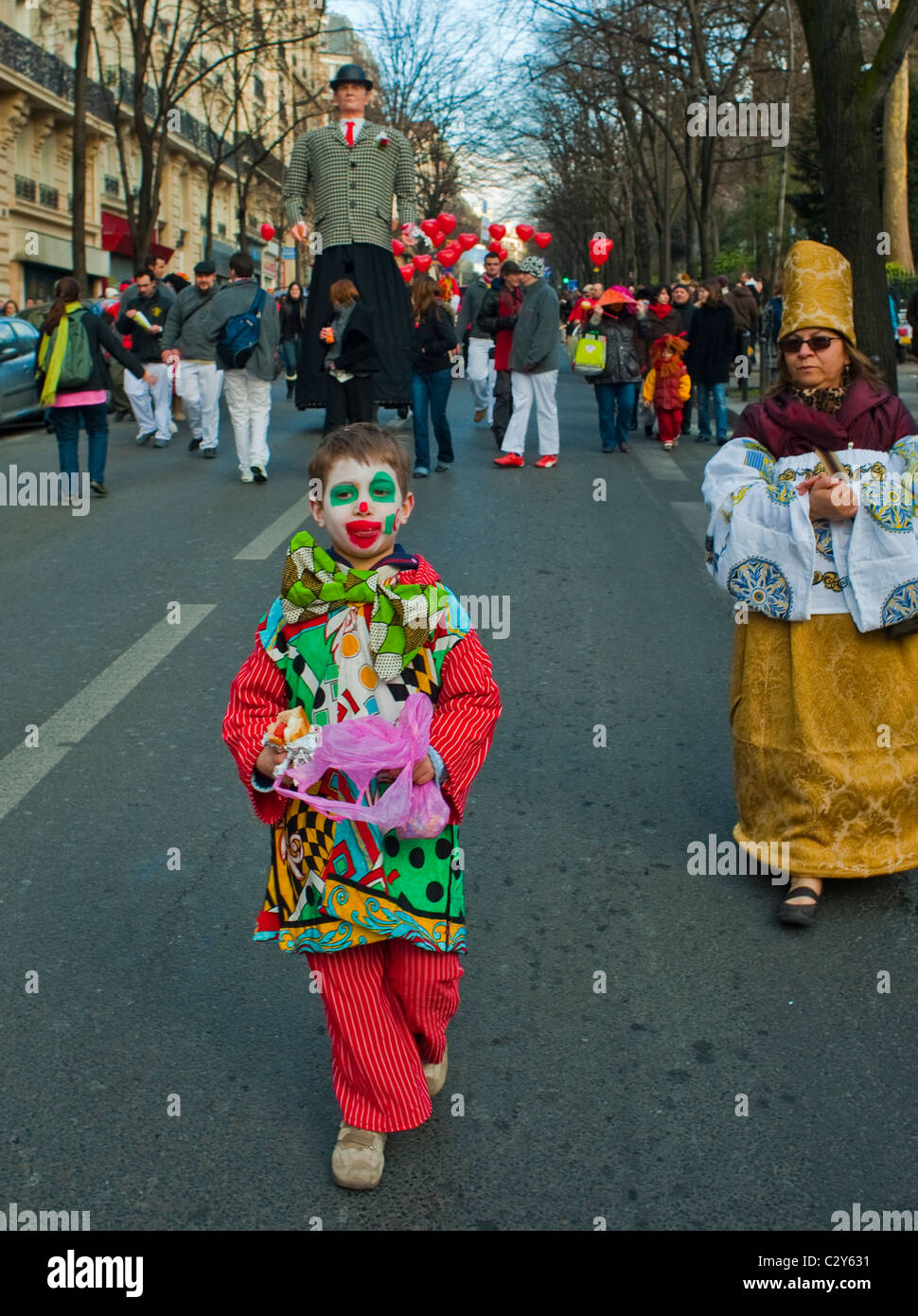 French people celebrating traditional carnival parade paris people hi ...
