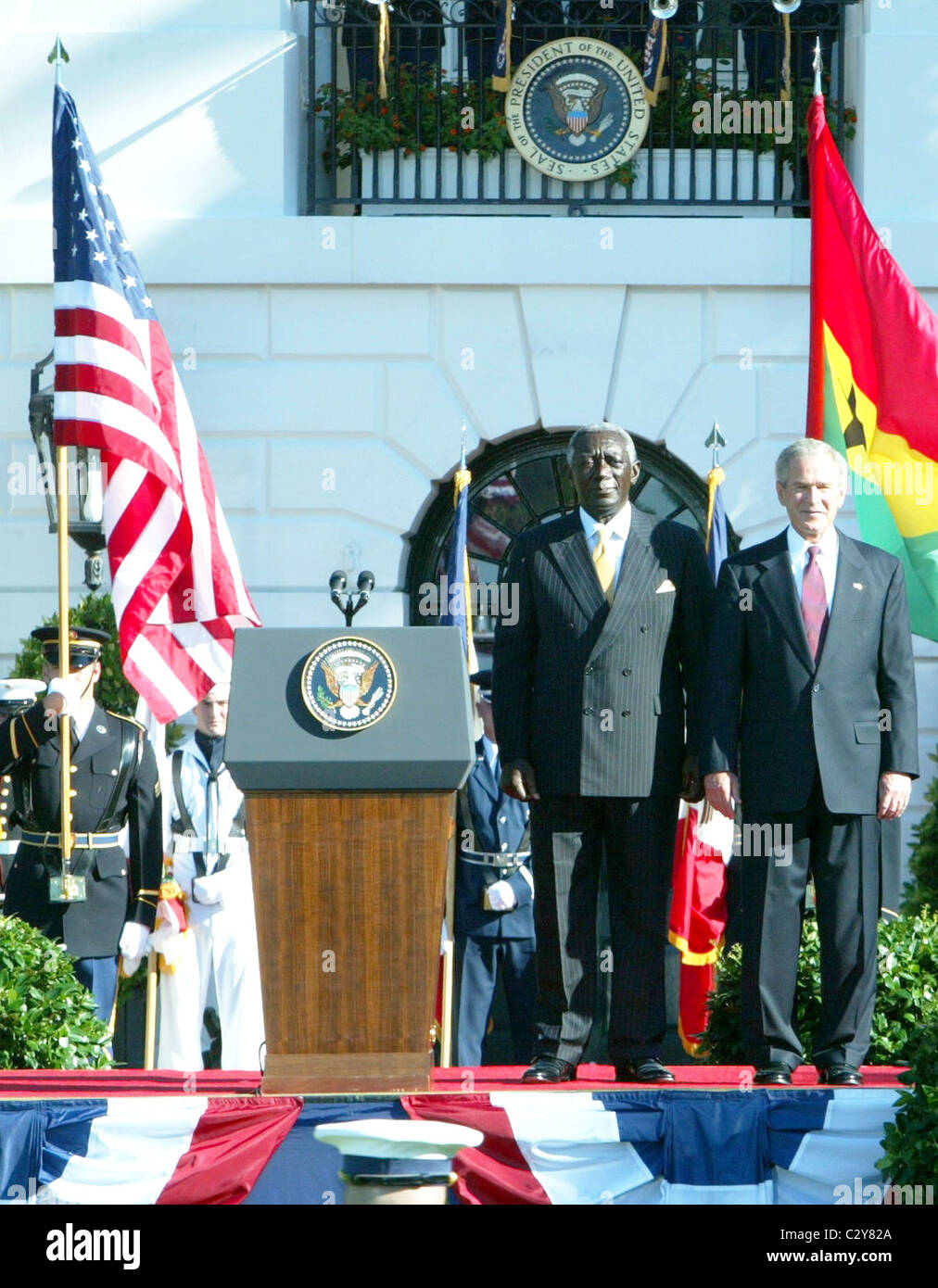 President of Ghana John Kufuor and President George Bush participate in ...