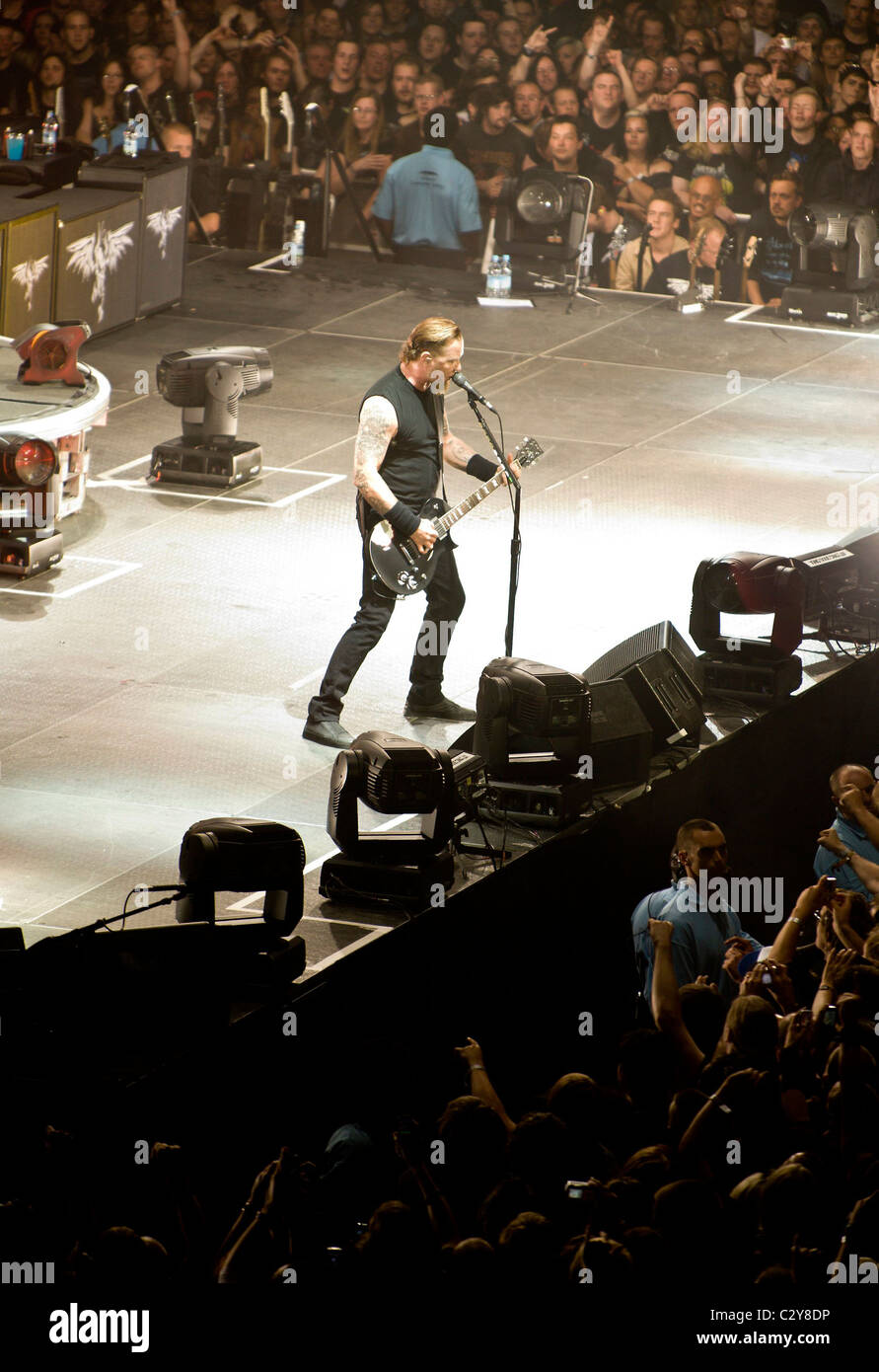 James Hetfield Metallica performing a special album lunch concert at ...