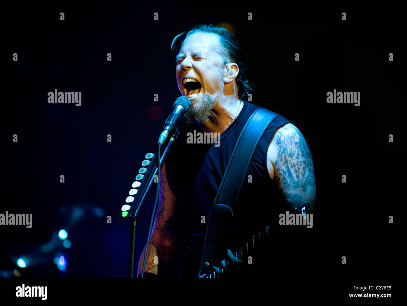 James Hetfield Metallica performing a special album lunch concert at ...