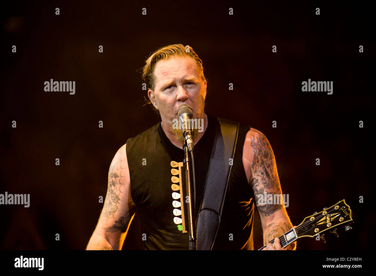 James Hetfield Metallica performing a special album lunch concert at ...