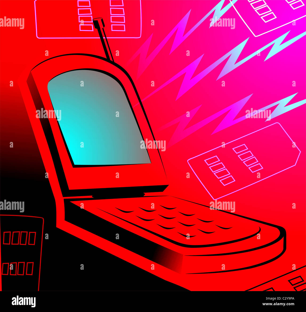 mobile phone in red background Stock Photo - Alamy