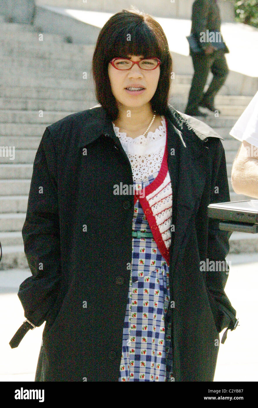 America Ferrera on the set of 'Ugly Betty' filming in Manhattan New ...