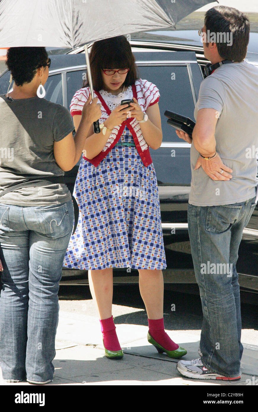 America Ferrera on the set of 'Ugly Betty' filming in Manhattan New ...