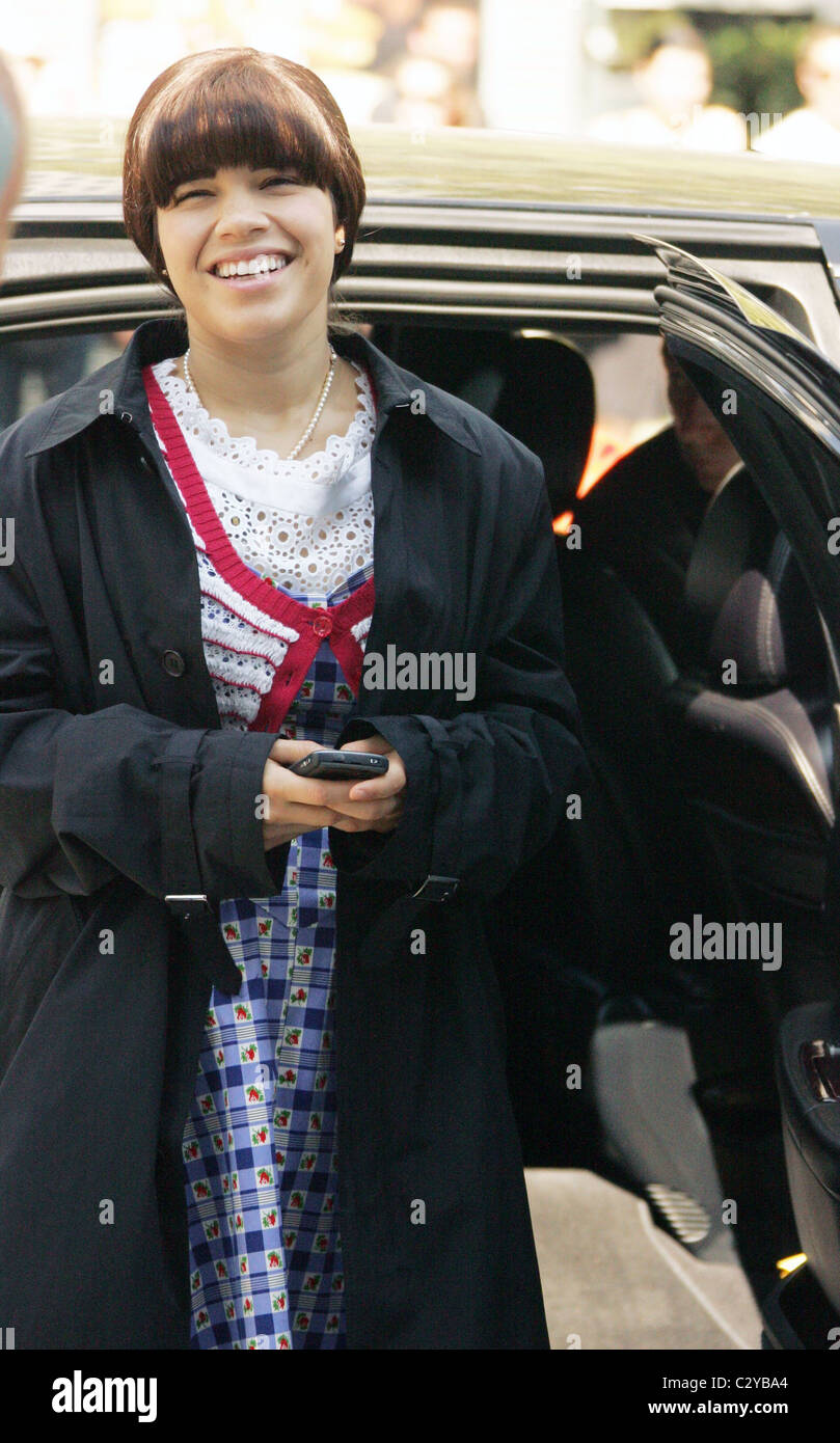 America Ferrera on the set of 'Ugly Betty' filming in Manhattan New ...