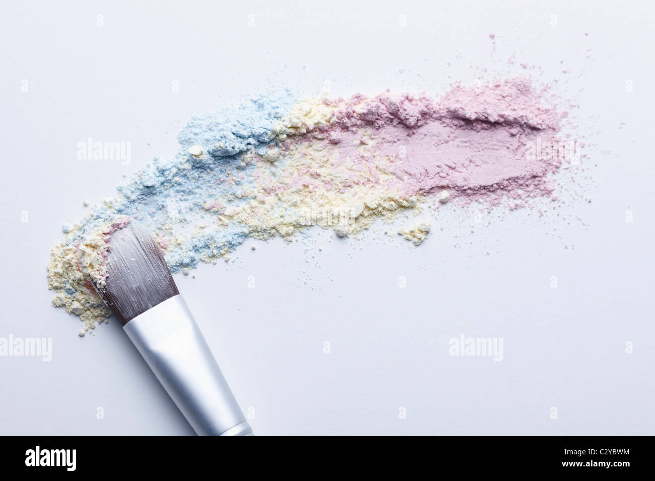 pastel color makeup powder and brushes Stock Photo - Alamy