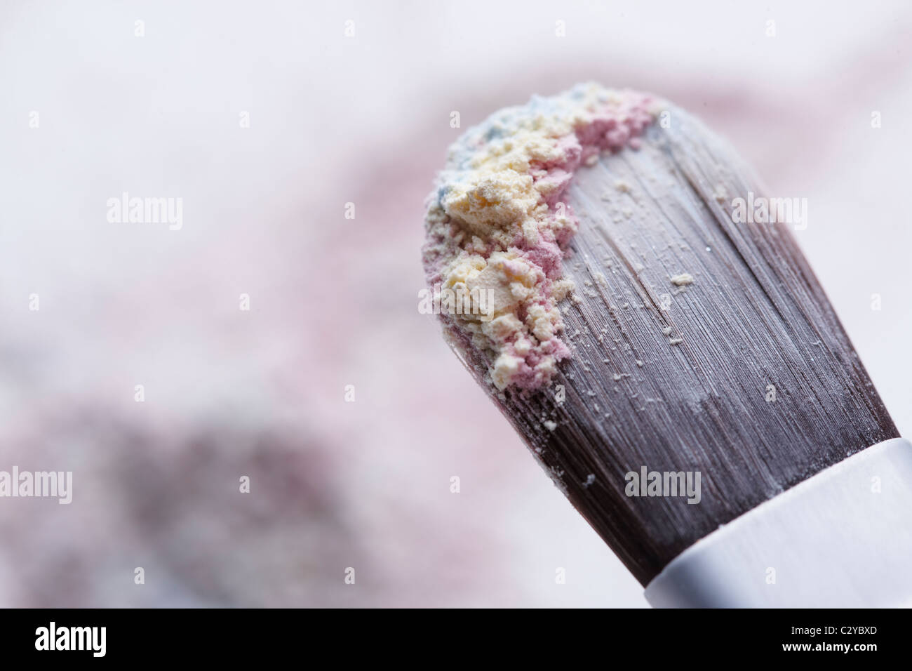 pastel color makeup powder and brushes Stock Photo - Alamy