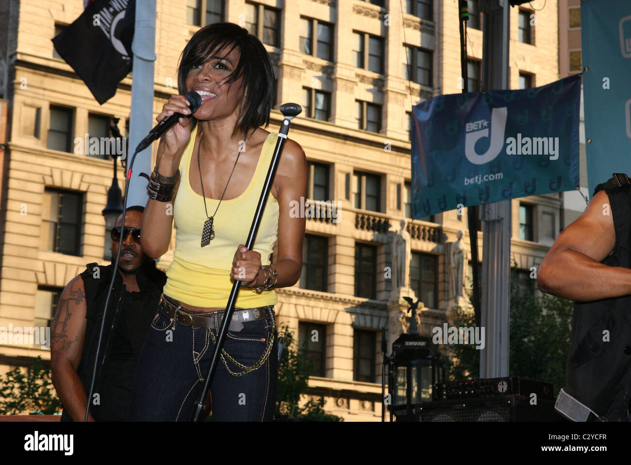 Michelle Williams performing at the J & R Musicfest at City Hall Park ...